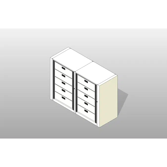 BIM objects - Free download! Legal-2 Cabinets-5 Tier-Drawers Steel ...