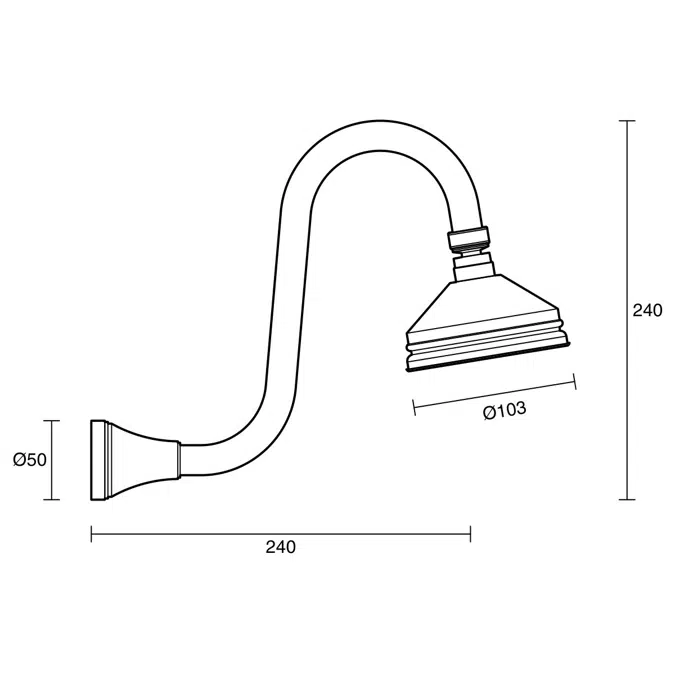 BIM objects - Free download! Kado Era Gooseneck Shower Arm & Rose ...