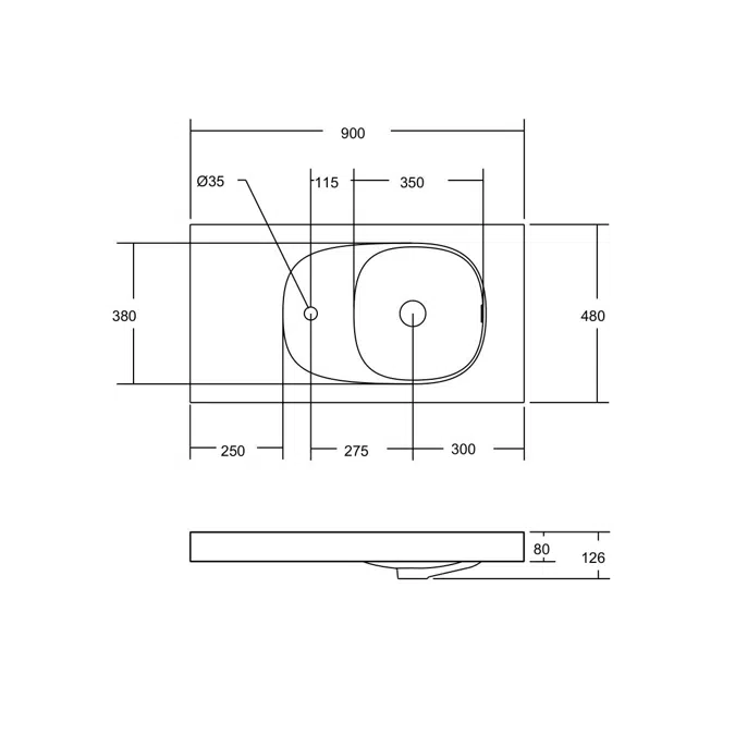 BIM objects - Free download! Kado Lussi 900mm Right Hand Wall Basin ...