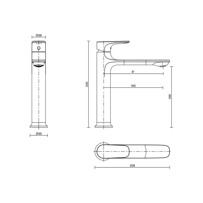 BIM objects - Free download! Mizu Silk Medium Height Basin Mixer Matte ...