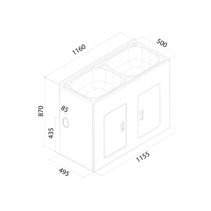 BIM objects - Free download! Base Double Laundry Trough & Cabinet 1 ...