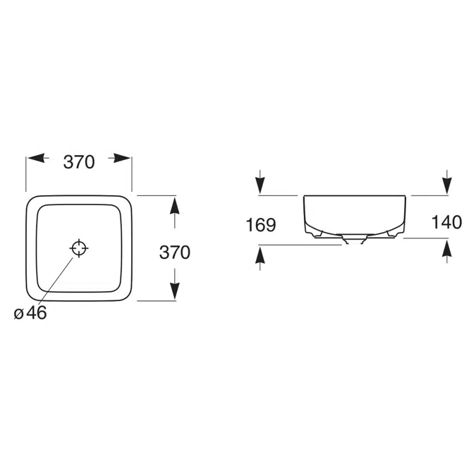 Objetos BIM - ¡Descarga gratis! Roca Inspira Square Above Counter Basin 370mm x 370mm Matte ...