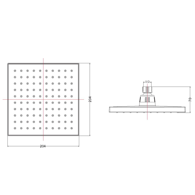 BIM objects - Free download! Posh Solus Square Overhead Shower 200 ...
