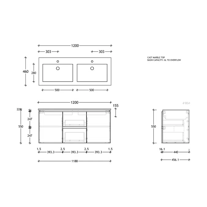 BIM objects - Free download! Posh Domaine Conventional 1200mm Double ...