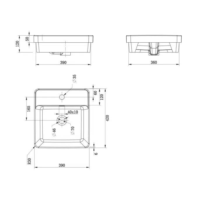 BIM objects - Free download! Posh Domaine Semi Inset Overflow Basin 1 ...