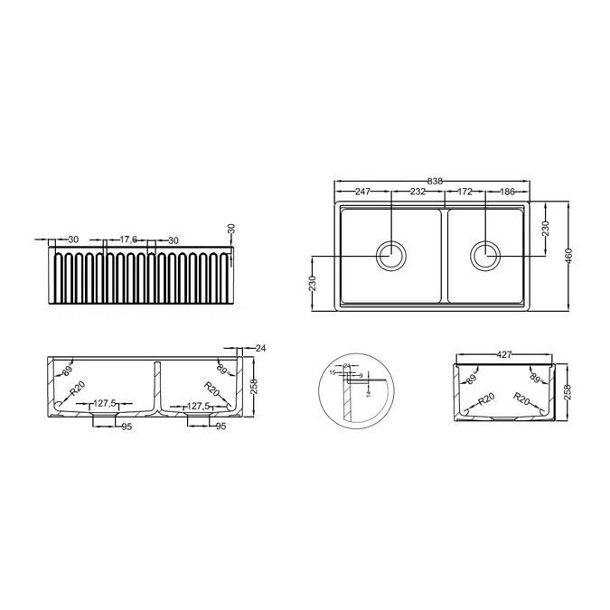 BIM objects - Free download! Memo Harper 1 3/4 Butler Sink Fireclay ...