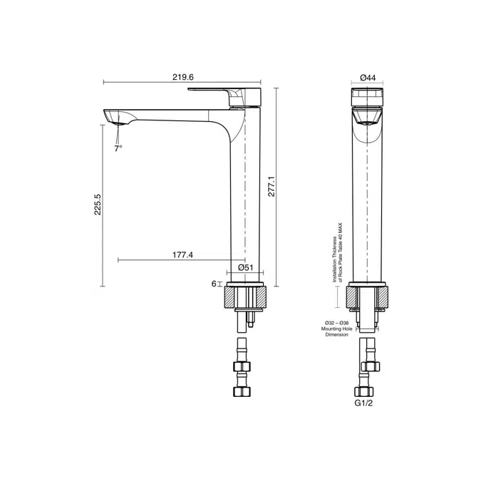 BIM objects - Free download! Milli Trace Extended Basin Mixer Tap Matte ...