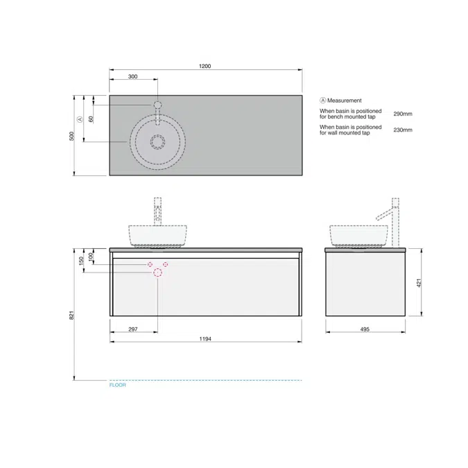 BIM objects - Free download! St Michel Kayla Wall Hung Vanity Unit 1200 ...