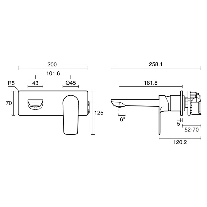 BIM objects - Free download! Milli Trace Wall Basin/Bath Mixer Set ...