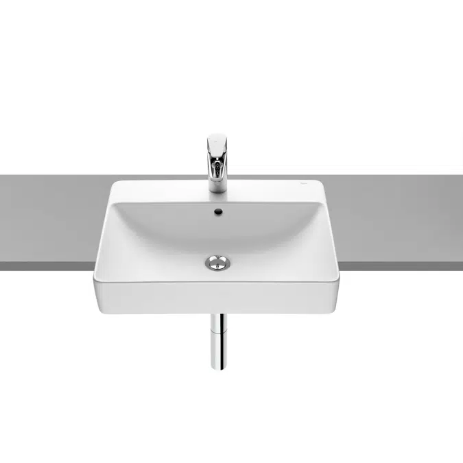 Objetos BIM - ¡Descarga gratis! Roca Inspira Square Semi Recessed Basin 550mm x 420mm 1 Tap Hole ...
