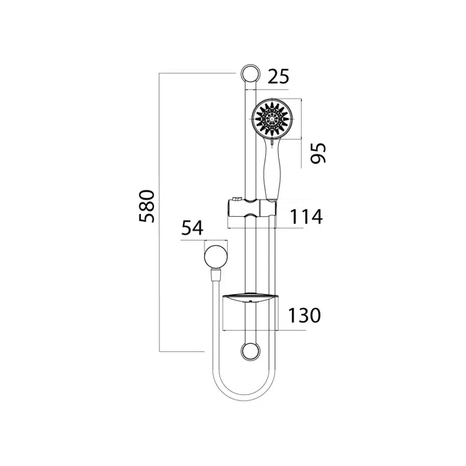 BIM objects - Free download! Posh Bristol Single Rail Shower 7 Function ...