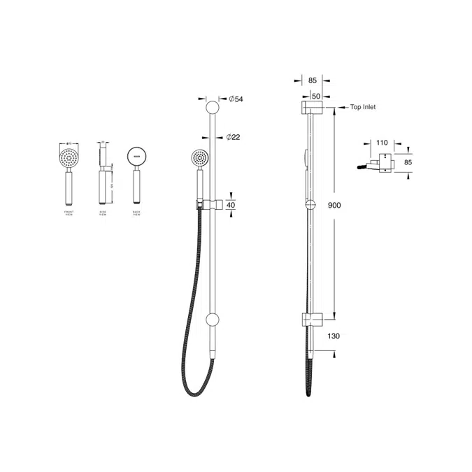 BIM objects - Free download! Milli Mood Edit Single Rail Shower with ...