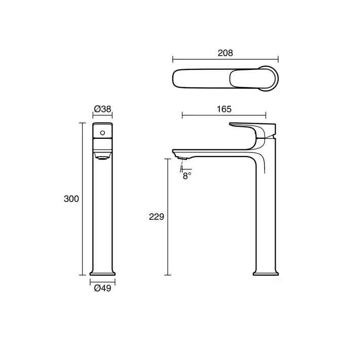 BIM objects - Free download! Mizu Silk Extended Basin Mixer Tap Brushed ...