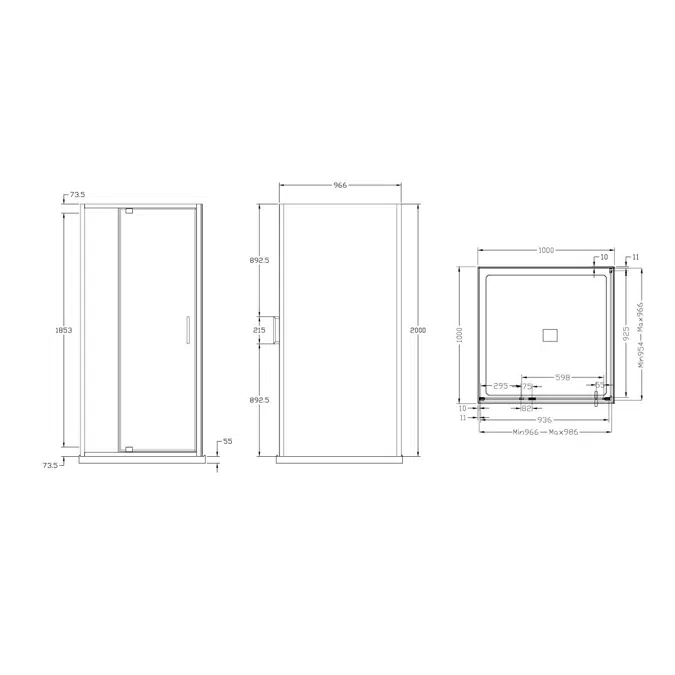 BIM objects - Free download! Posh Bristol Luna Shower Base & Shower ...