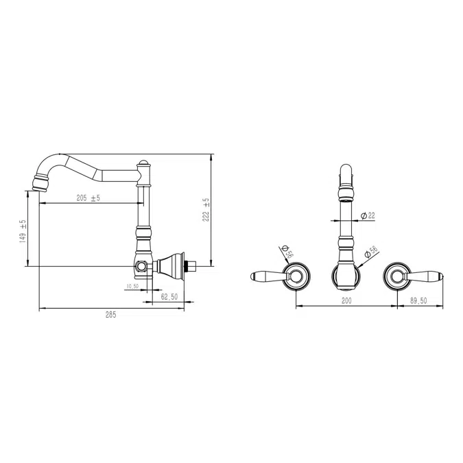 BIM objects - Free download! Milli Voir Wall English Sink Set Lever ...