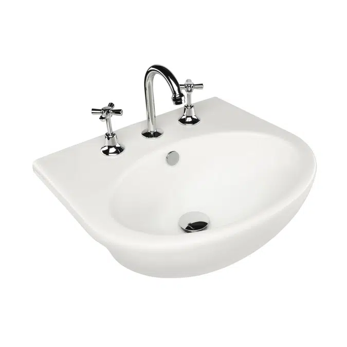 BIM objects - Free download! Base Semi Recessed Basin 3 Tapholes 500mm ...