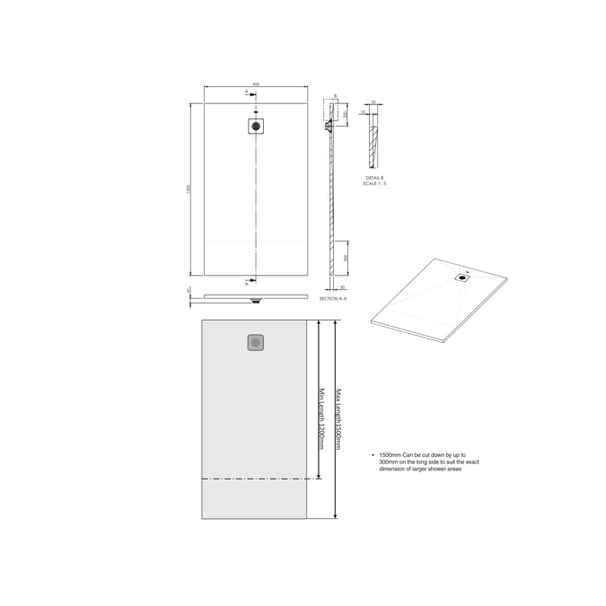 BIM objects - Free download! Roca Cyprus Stonex Shower Floor 900mm ...