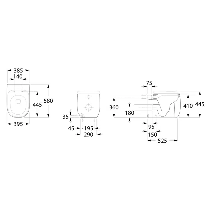 BIM objects - Free download! Roca Beyond Back to Wall Rimless Pan ...