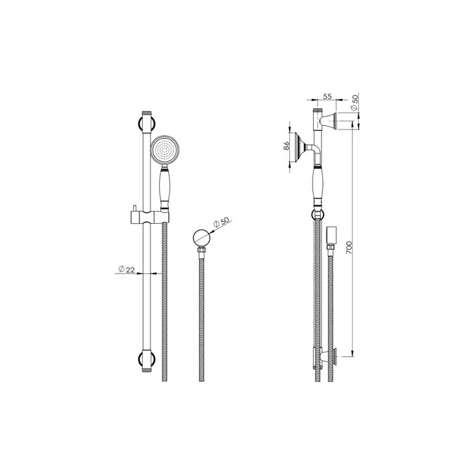 BIM objects - Free download! Posh Canterbury Single Rail Shower with ...