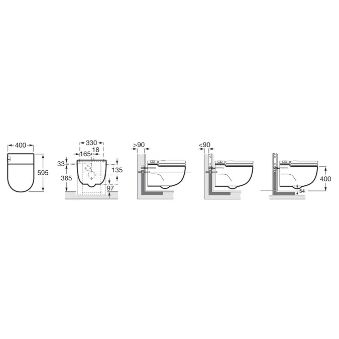 BIM objects - Free download! Roca Meridian In Tank Wall Hung Pan with ...