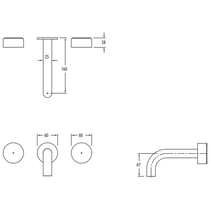 BIM objects - Free download! Milli Pure Bath Set 160mm with Cirque ...
