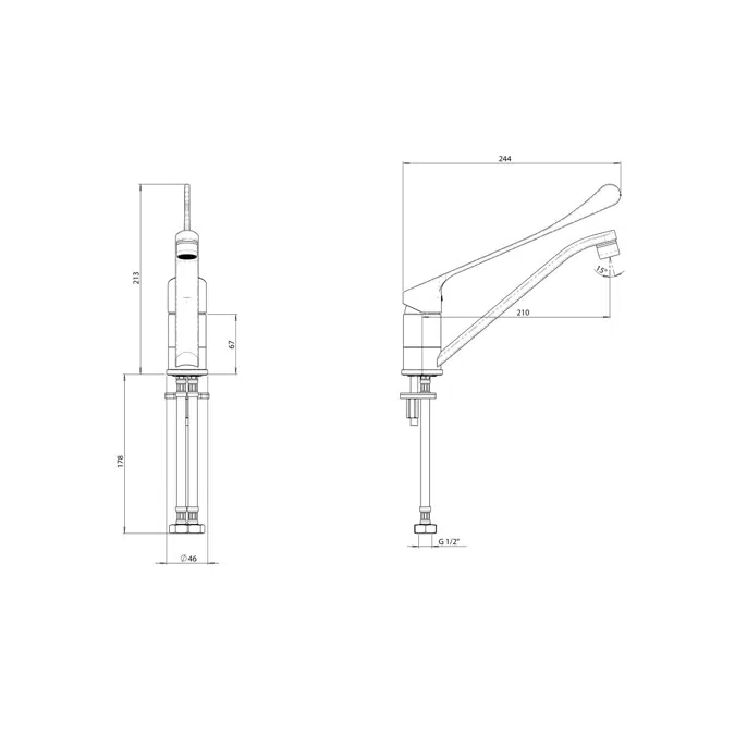 Objetos BIM - ¡Descarga gratis! Posh Solus MK3 Sink Mixer with Extended ...