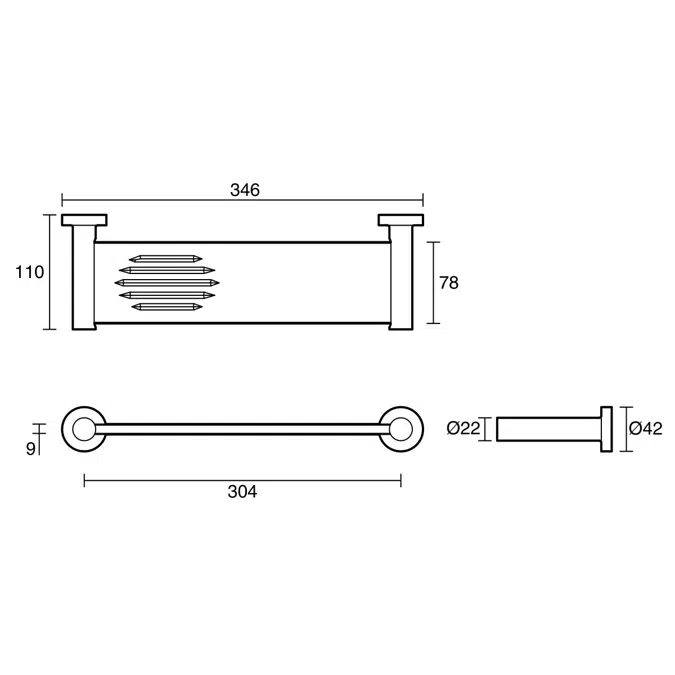 BIM objects - Free download! Sussex Scala Shower Shelf Brushed Gunmetal ...