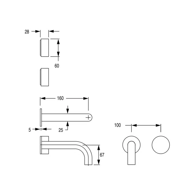 BIM objects - Free download! Milli Pure Progressive Wall Bath Mixer Tap ...