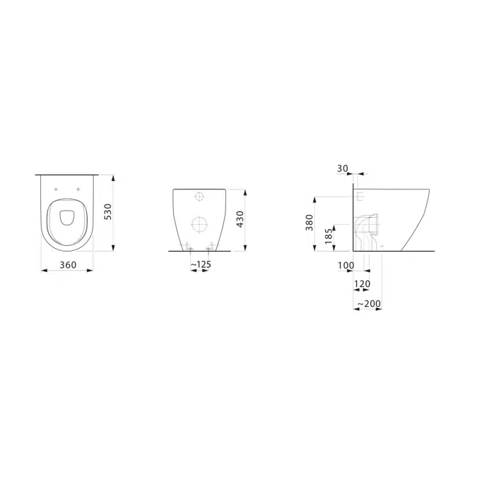 BIM objects - Free download! LAUFEN Pro A Rimless Back To Wall Pan ...