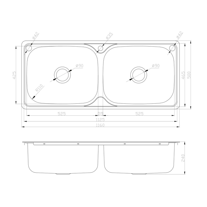 BIM objects - Free download! Base Double Inset Laundry Trough 1 Taphole ...