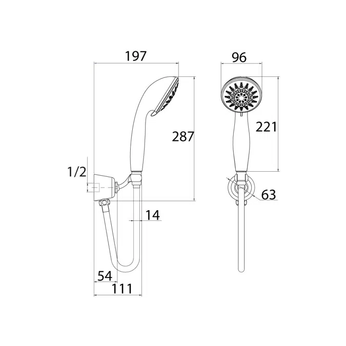 BIM objects - Free download! Posh Bristol Handshower with Water Inlet ...