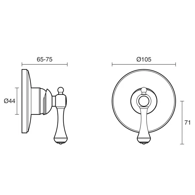 BIM objects - Free download! Kado Era Shower Mixer Brass Gold | BIMobject