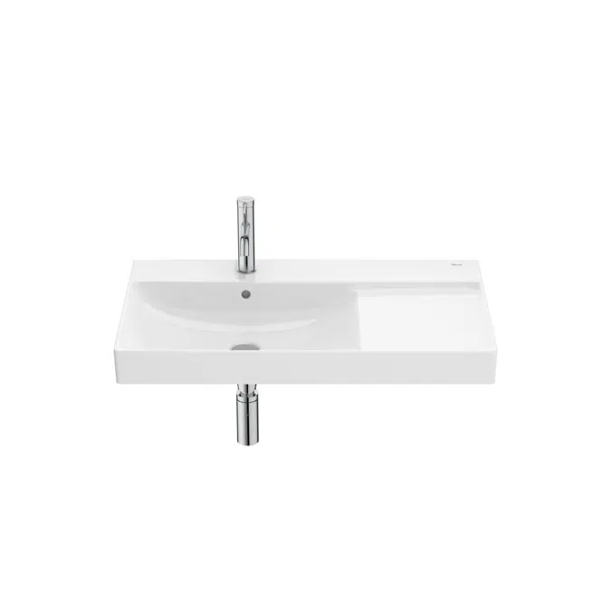 Objetos BIM - ¡Descarga gratis! Roca Ona Wall Basin With Fixings 800mm x 460mm 1 Taphole Left ...