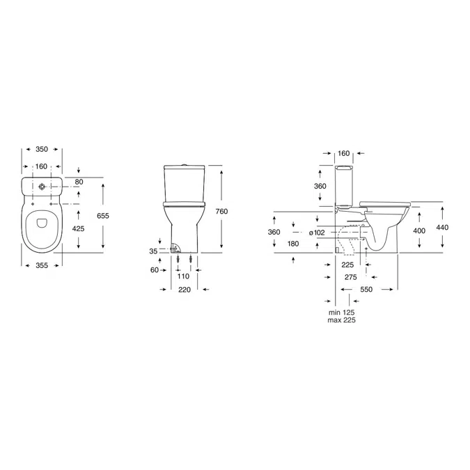 Objetos BIM - ¡Descarga gratis! Roca Debba Rimless Close Coupled Back ...