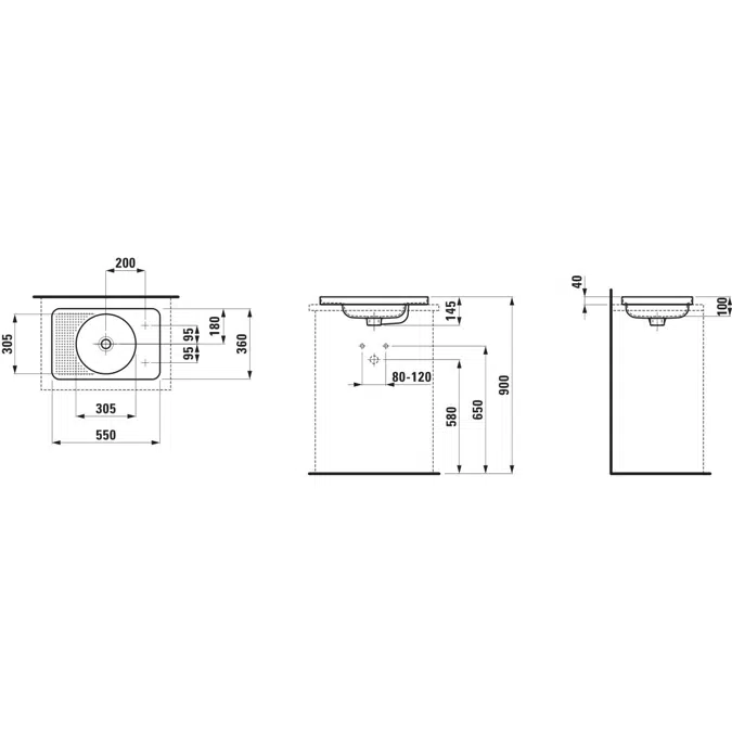 BIM objects - Free download! LAUFEN Val Drop inset basin 1 Tap Hole ...