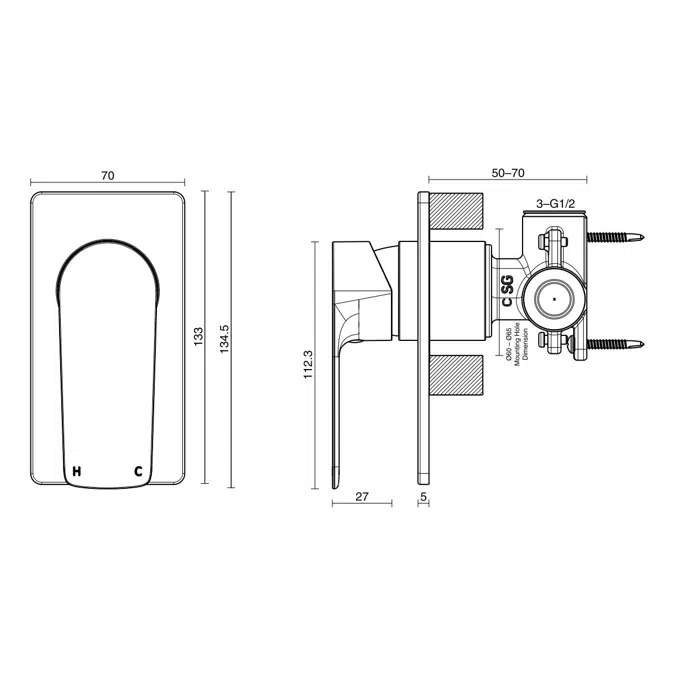 BIM objects - Free download! Milli Trace Shower Mixer Chrome | BIMobject