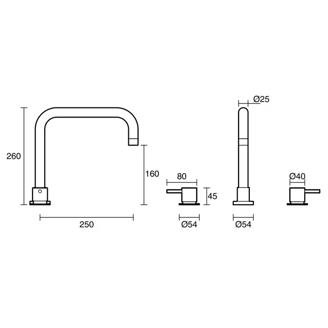 BIM objects - Free download! Sussex Scala Hob Spa Set Square Chrome ...