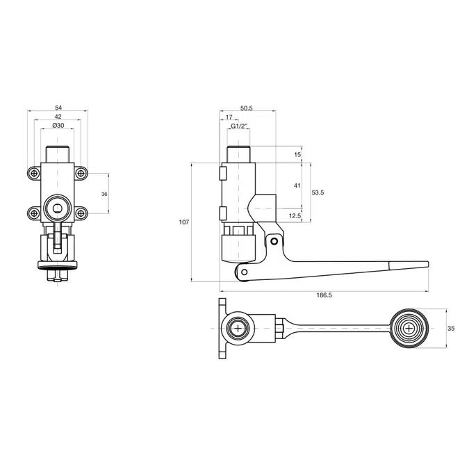Objetos BIM - ¡Descarga gratis! Wolfen Foot Operated Pedal Valve Chrome ...