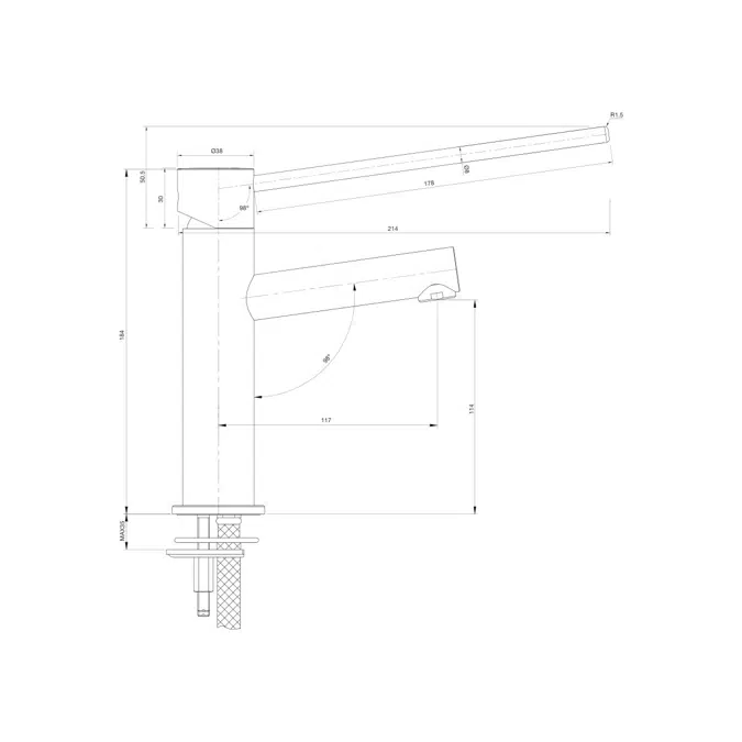 BIM objects - Free download! Mizu Drift MK2 Basin Mixer with Extended ...