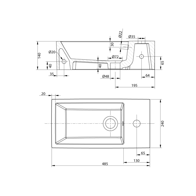 BIM objects - Free download! Posh Solus Mini Wall Basin with Fixing ...