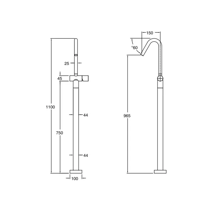 BIM objects - Free download! Milli Pure Floor Mounted Bath Mixer Tap ...
