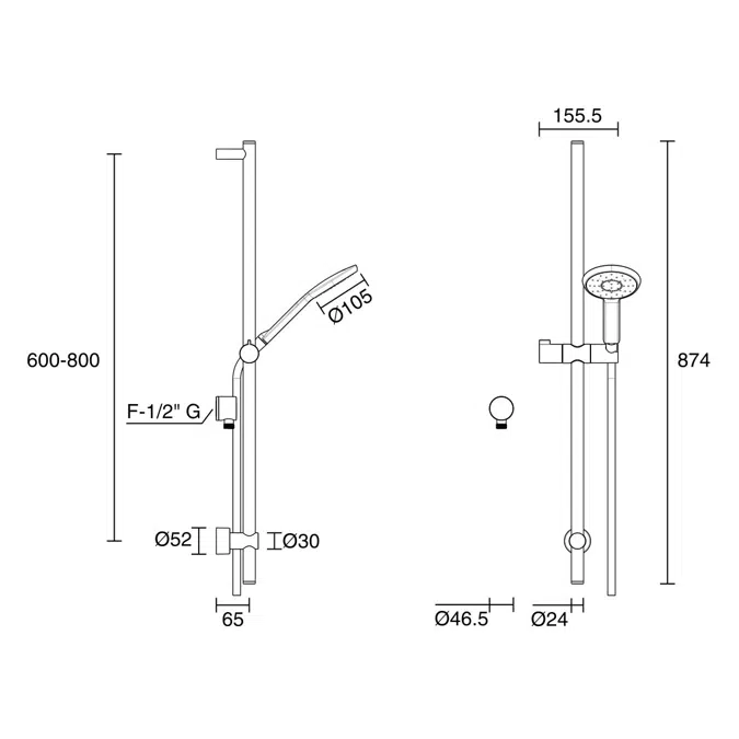 BIM objects - Free download! Nikles Pearl 105 Single Rail Shower with ...