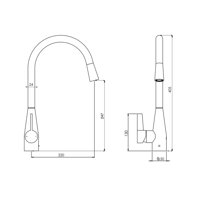 BIM objects - Free download! Memo Sia Sensor Gooseneck Sink Mixer Tap ...