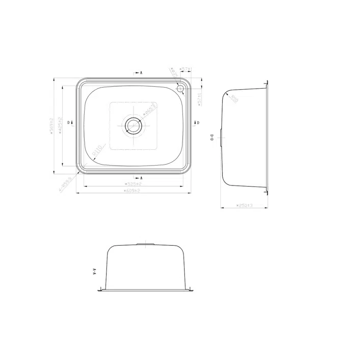 BIM objects - Free download! Posh Solus Flat Rim Trough 45 Litres 1 ...