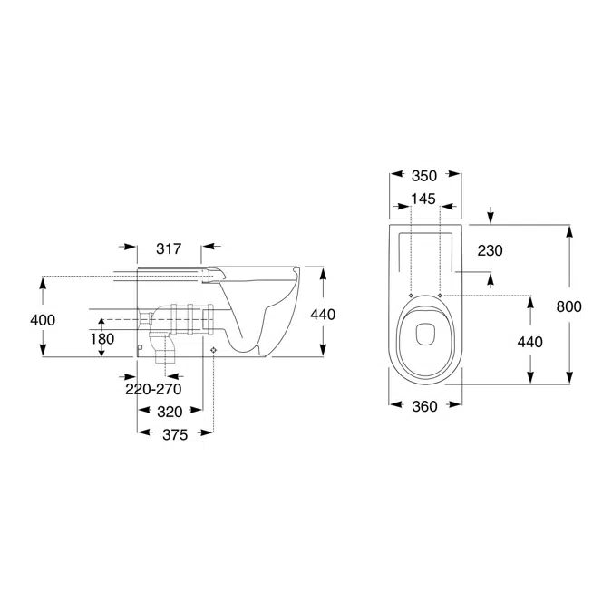 BIM objects - Free download! Roca Meridian 800 Rimless Back to Wall Pan ...