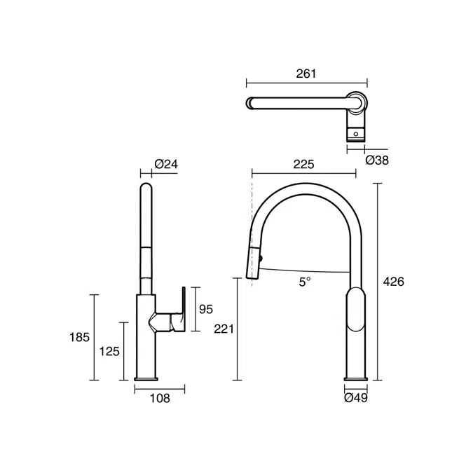 BIM objects - Free download! Mizu Soothe MK2 Gooseneck Pull Out Sink ...