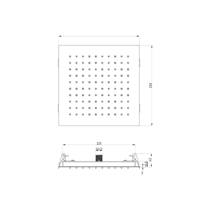 BIM objects - Free download! Mizu Bloc Ceiling Shower 250mm Matte Black ...