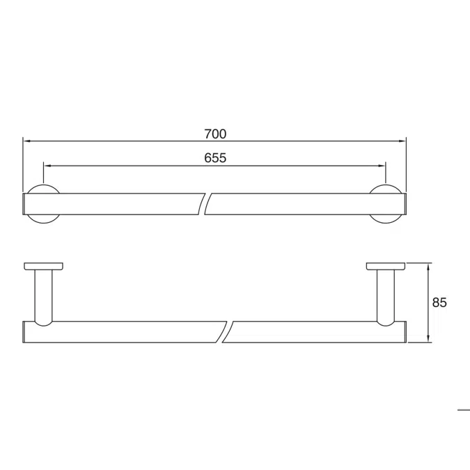BIM objects - Free download! Mizu Drift Single Towel Rail 700mm Brushed ...