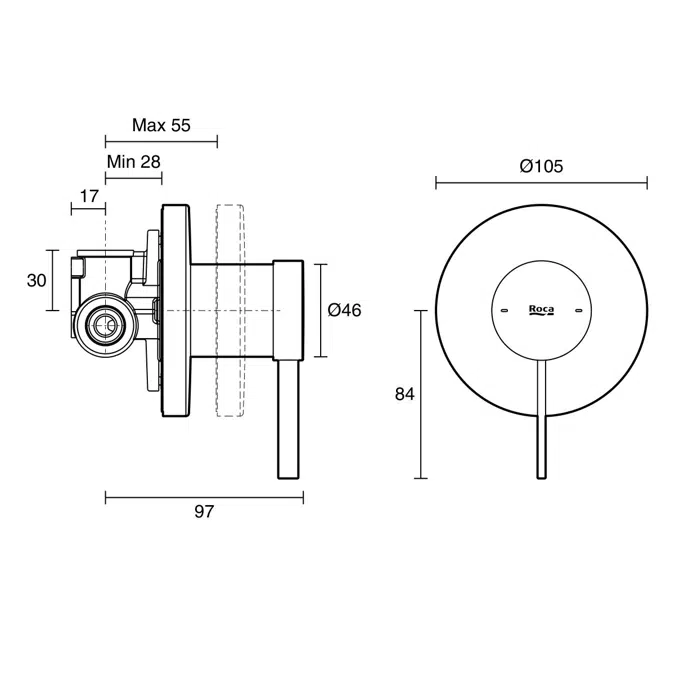 BIM objects - Free download! Roca Ona Shower Mixer Tap Brushed Nickel ...