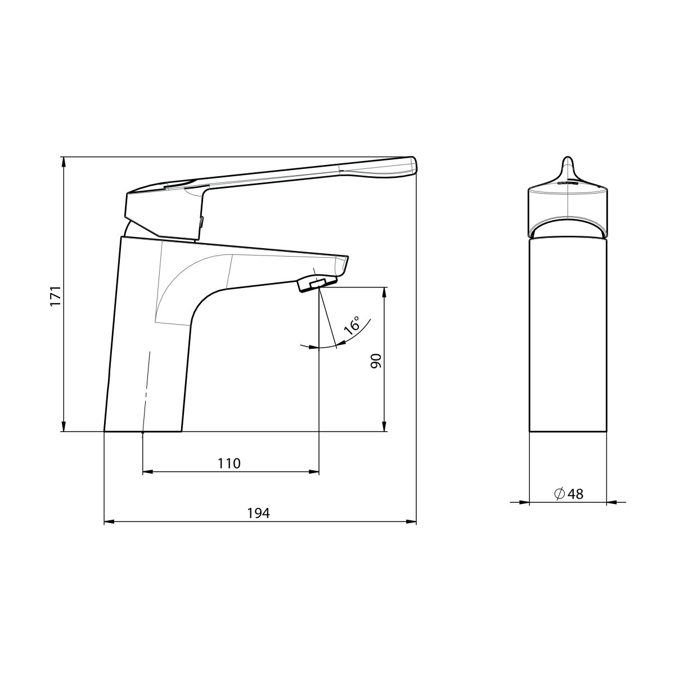 BIM objects - Free download! Roca Atlas Basin Mixer with Extended Lever ...
